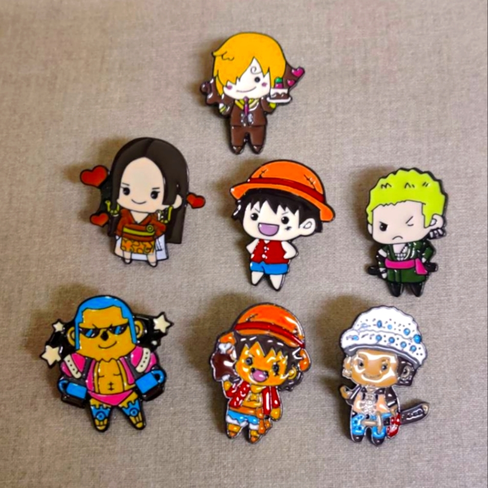 One Piece Brooch Pin Set(7 Pcs) Luffy Anime - Gem